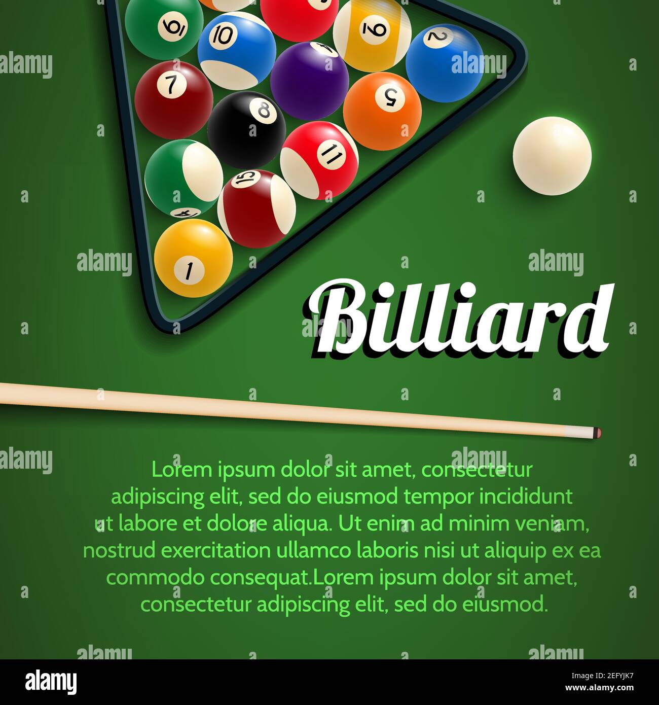 Billiards sport game 3d poster for pool room or billiard club template ...