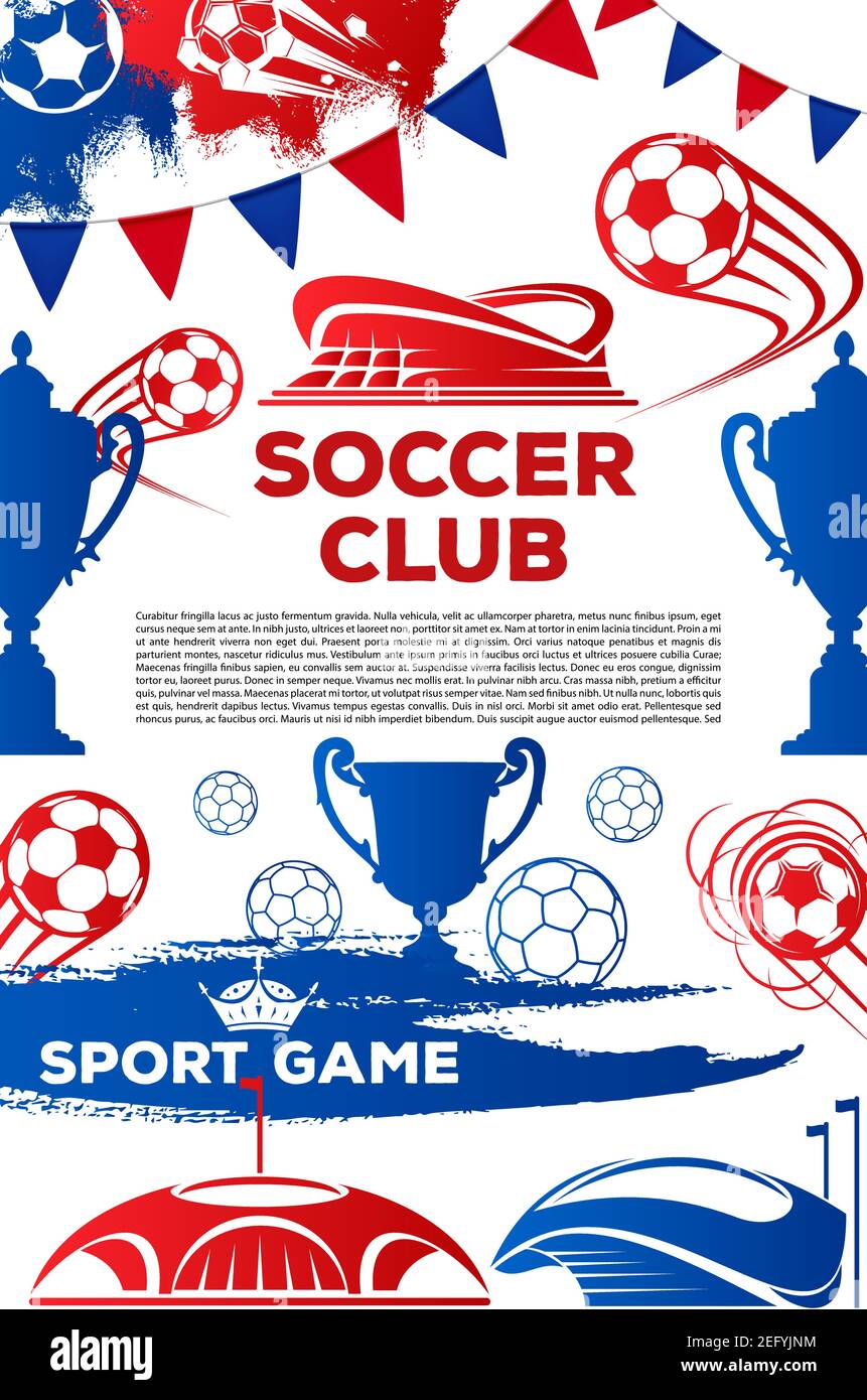 Soccer club poster design template for football game match or cup ...