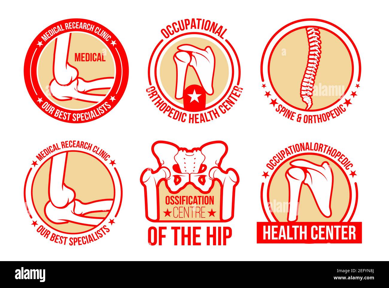 Orthopedics and rheumatology medical icons templates for joints and ...