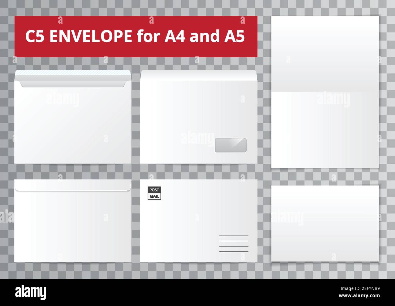 Office documents template set with isolated blank paper sheet and mail ...