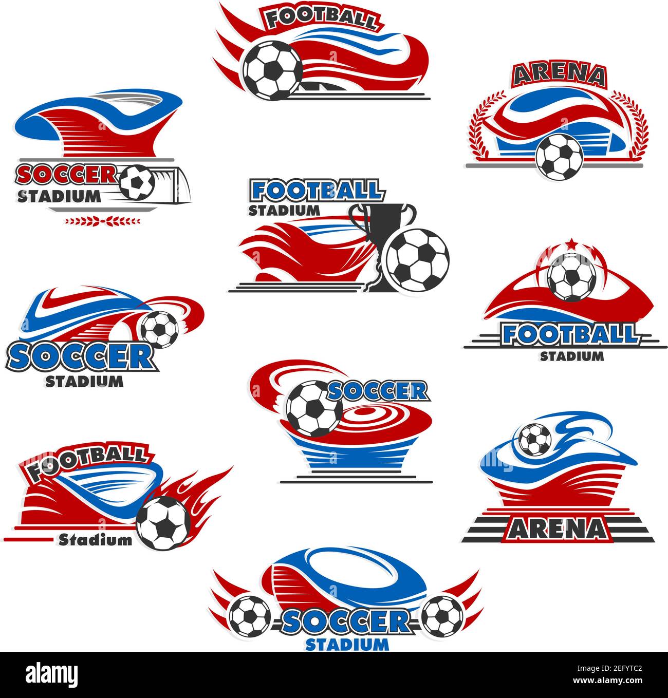 Soccer sport stadium icon of sporting building. Football sport game ...