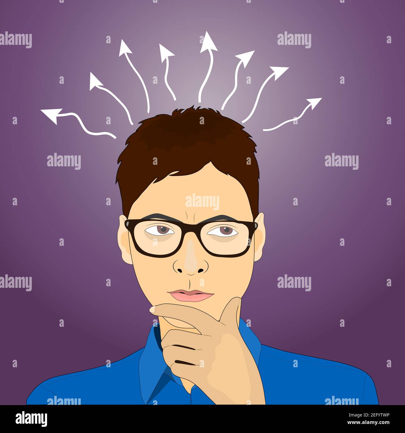 The man thinks, trying to find a solution. Thinks about the choice. The ...