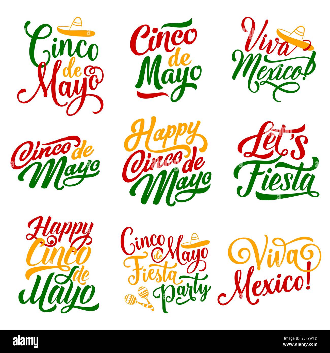 Cinco de Mayo Mexican holiday party celebration calligraphy lettering ...