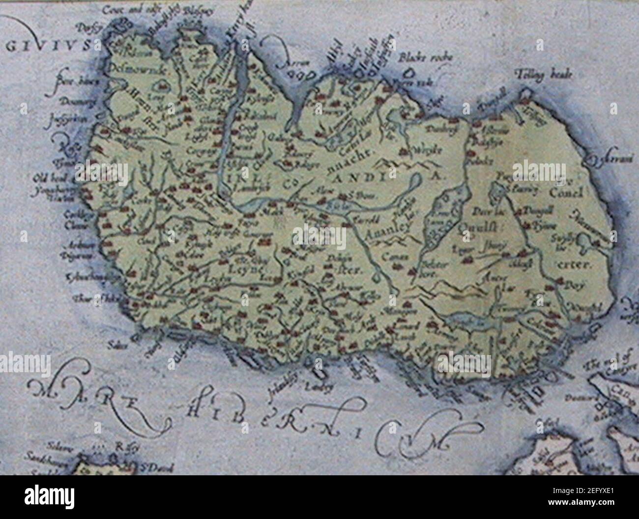 Ortelius 1579 Ireland Map Stock Photo - Alamy