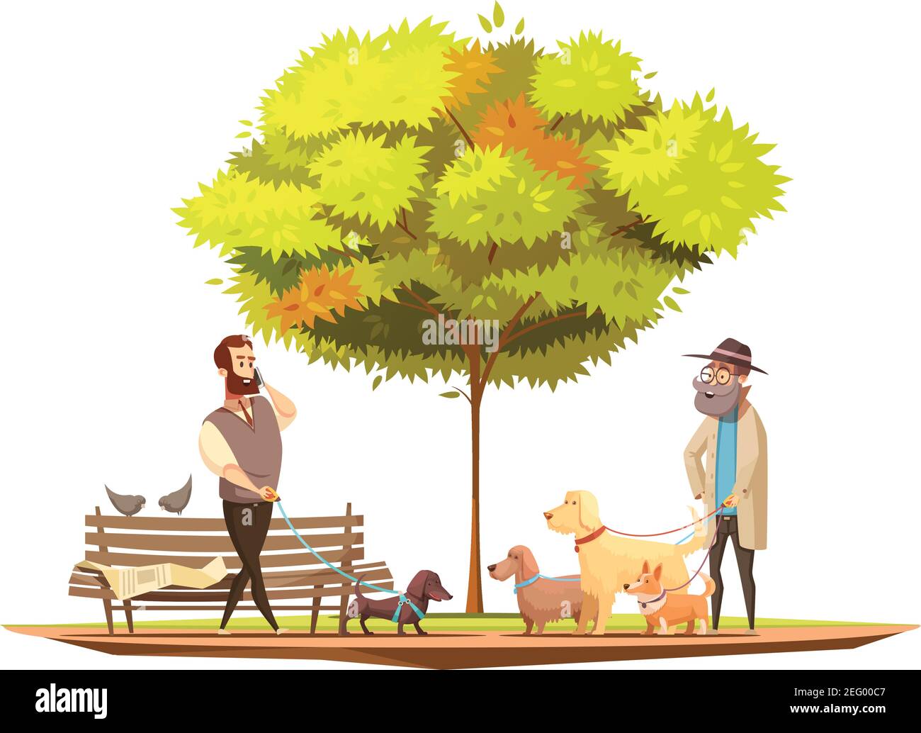 Leash dog in cartoon Cut Out Stock Images & Pictures - Alamy