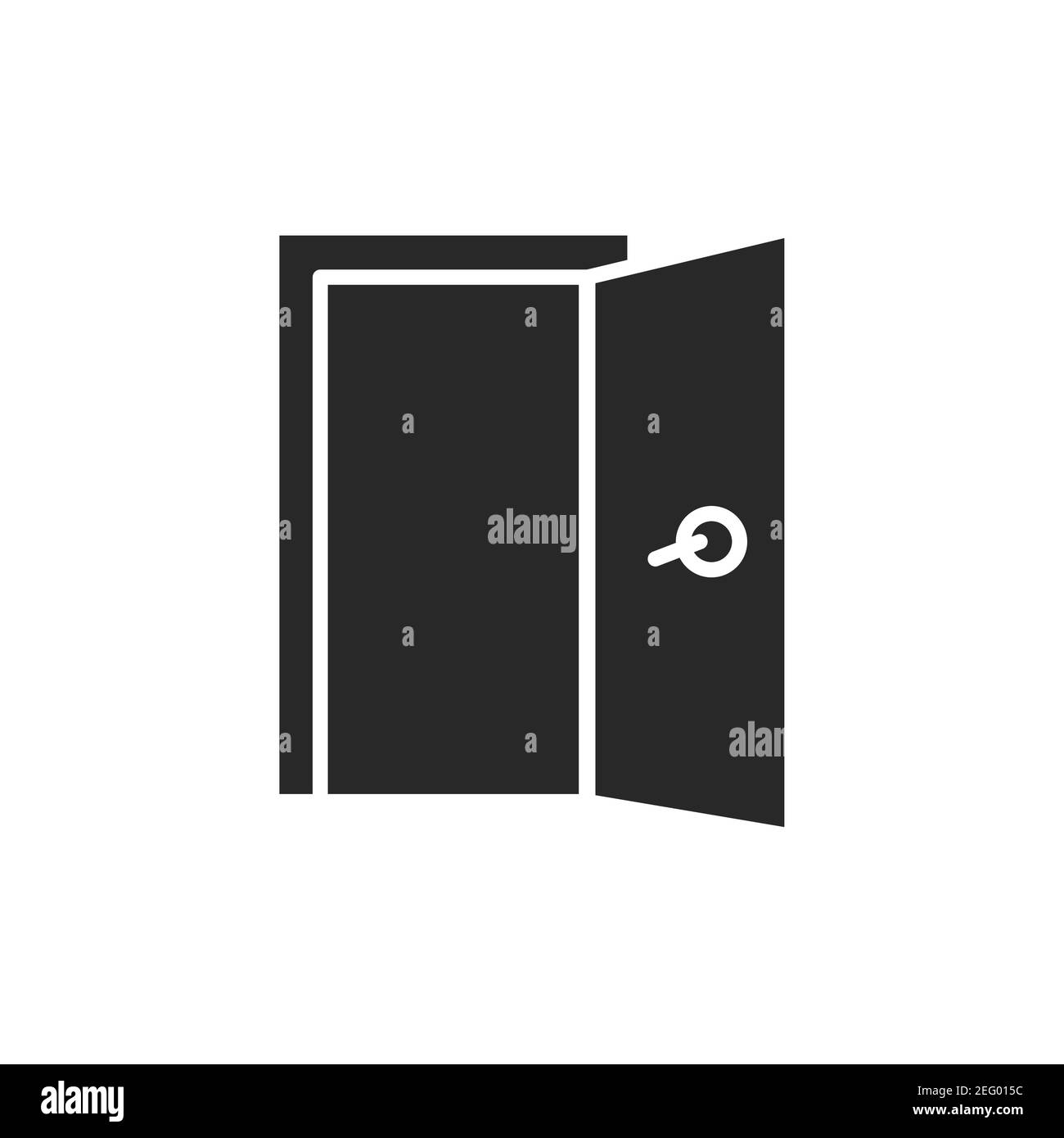 Front view open interroom door color line icon. Isolated vector element ...