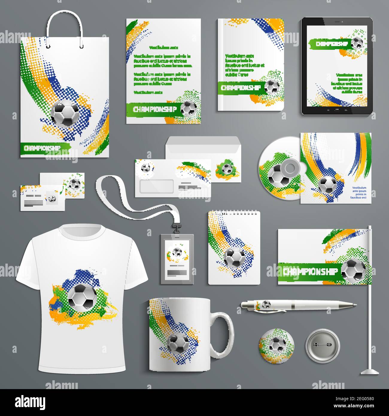 Soccer cup championship promo materials and football game tournament ...