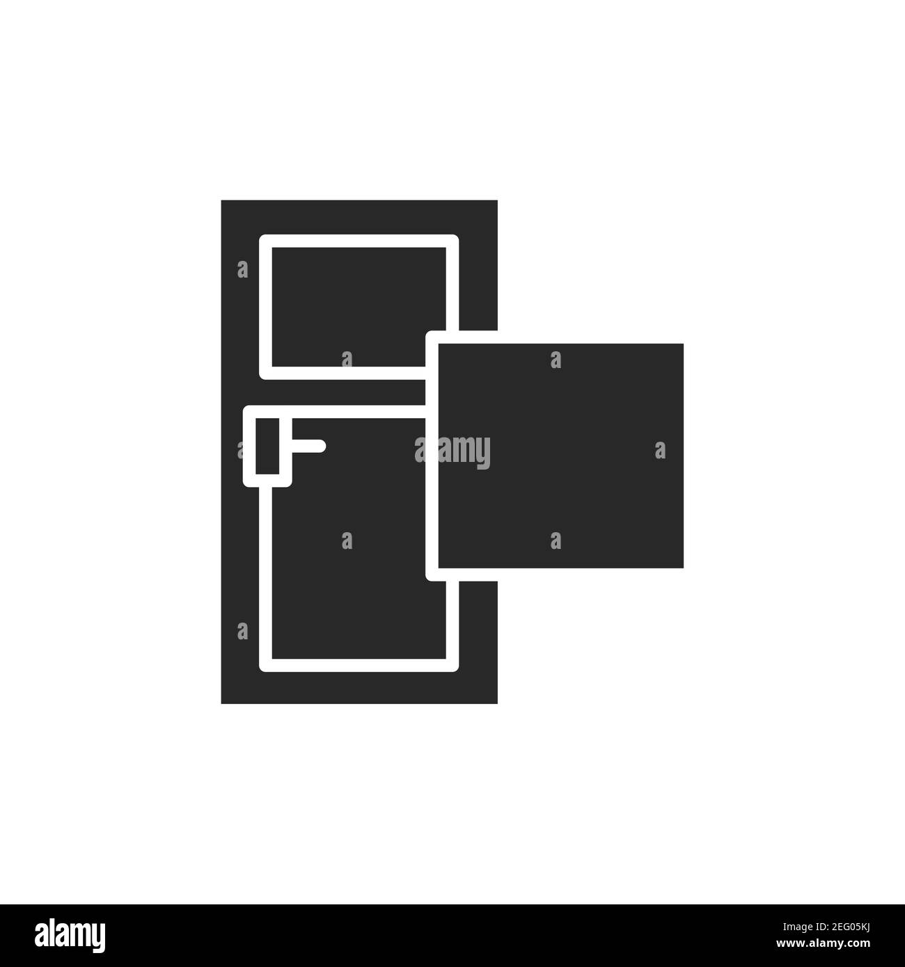 Front view closed door color line icon. Material plastic. Isolated ...