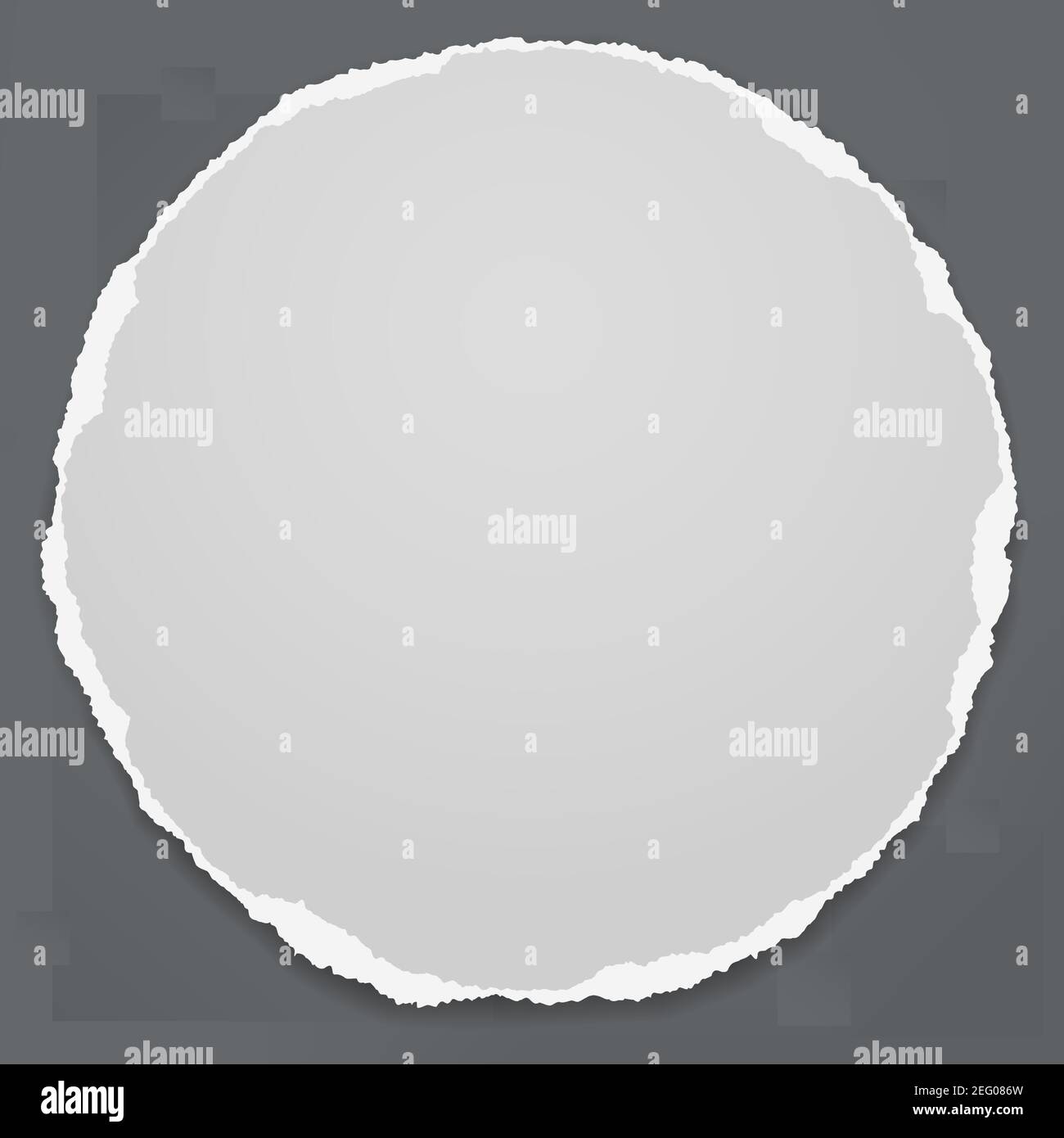 Torn of white round note, notebook paper piece stuck on dark squared ...