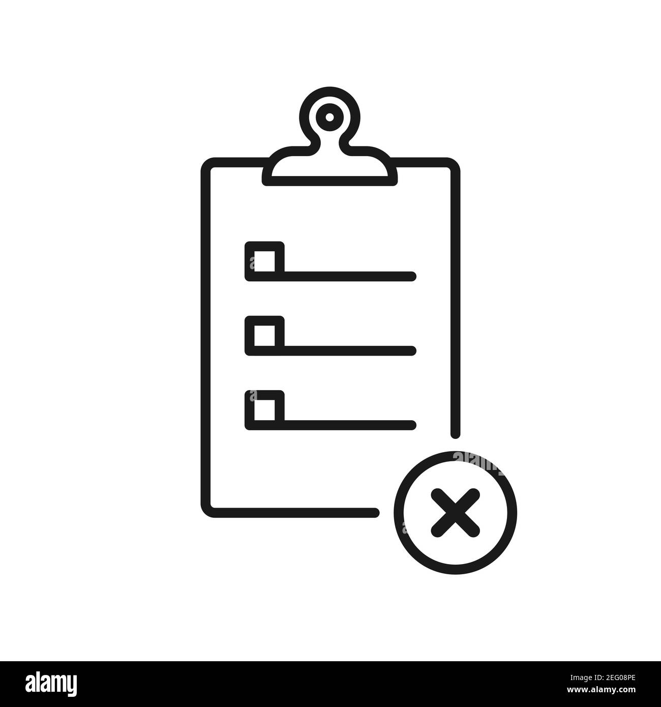 Clipboard icon. Check cross. Check list. Vector illustration, flat ...
