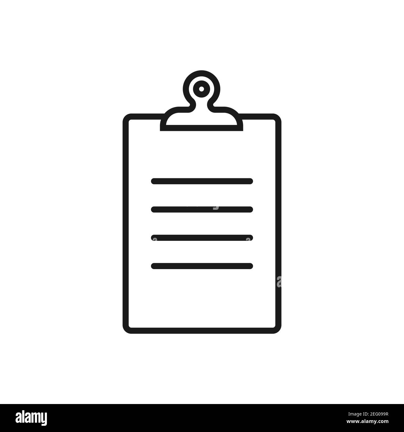 Clipboard icon with lines. Black outline. Vector illustration, flat ...
