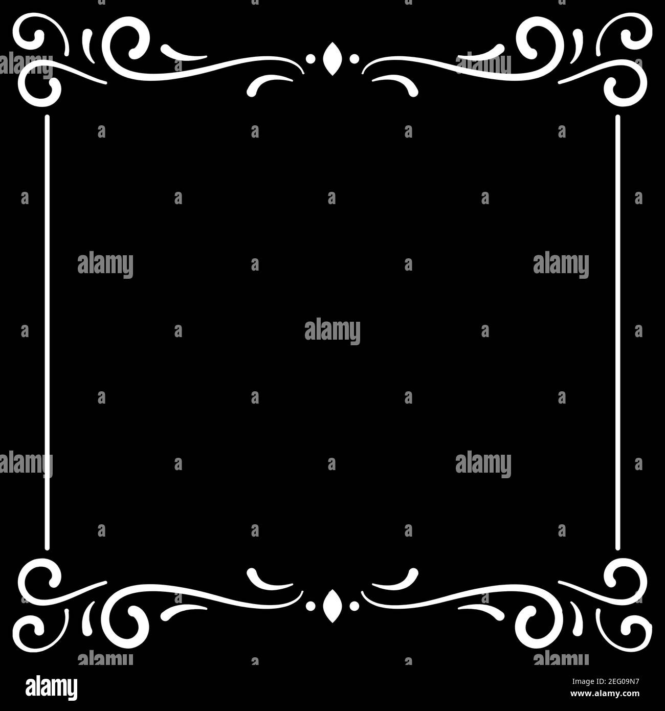 Square frame elegant calligraphic Black and White Stock Photos & Images ...