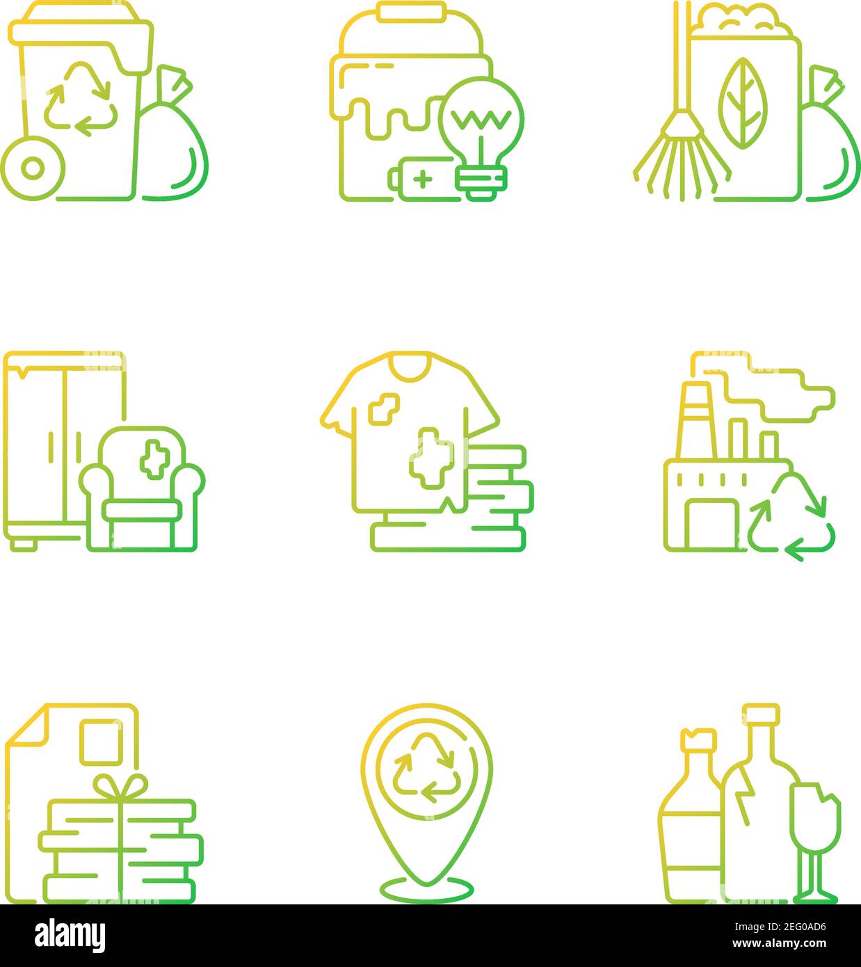 Waste disposal gradient linear vector icons set Stock Vector Image ...