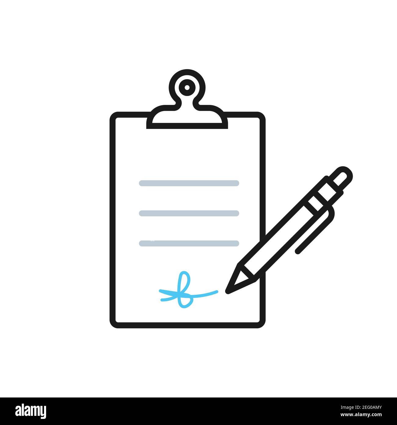 Clipboard icon. Signature on contract. Vector illustration, flat design ...