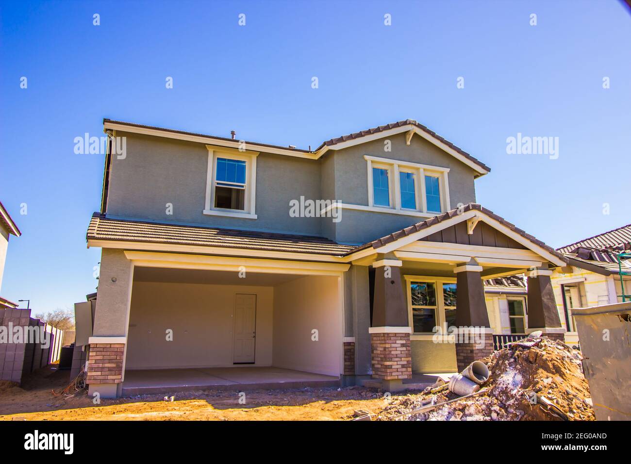 New Two Story Under Construction Nearing Completion Stock Photo - Alamy
