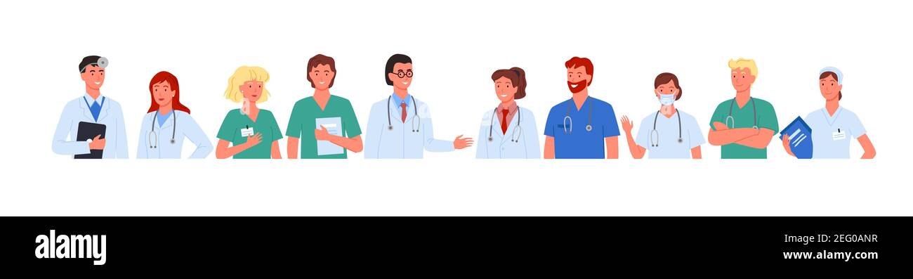Doctor people team set, hospital worker characters, healthcare staff ...