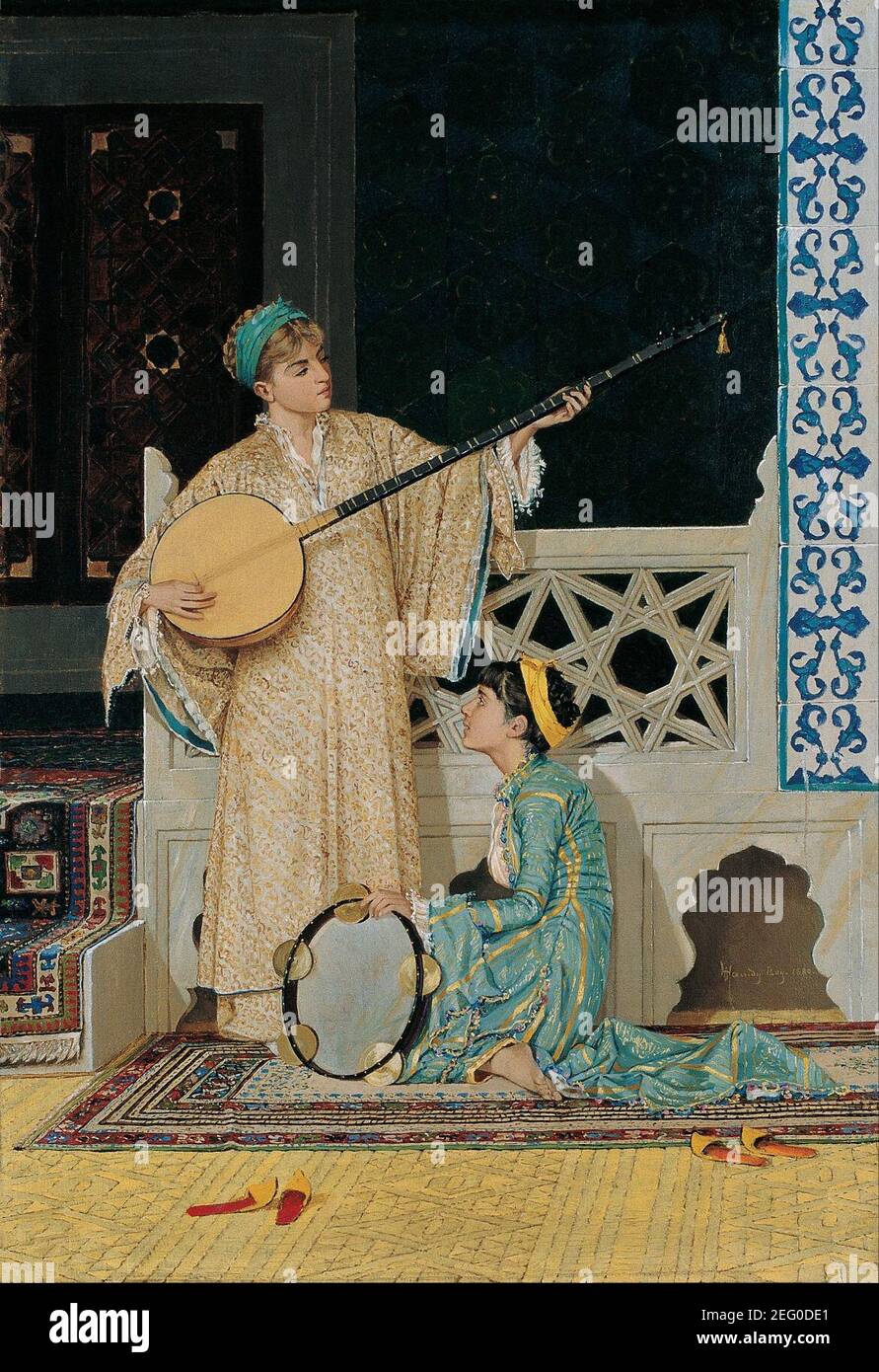 Osman Hamdi Bey - Two Musician Girls Stock Photo - Alamy