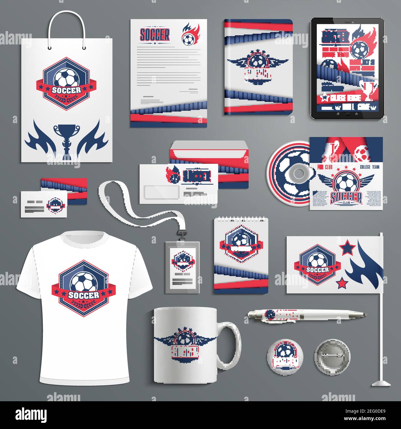 Corporate identity template for soccer sport club with branding badge ...