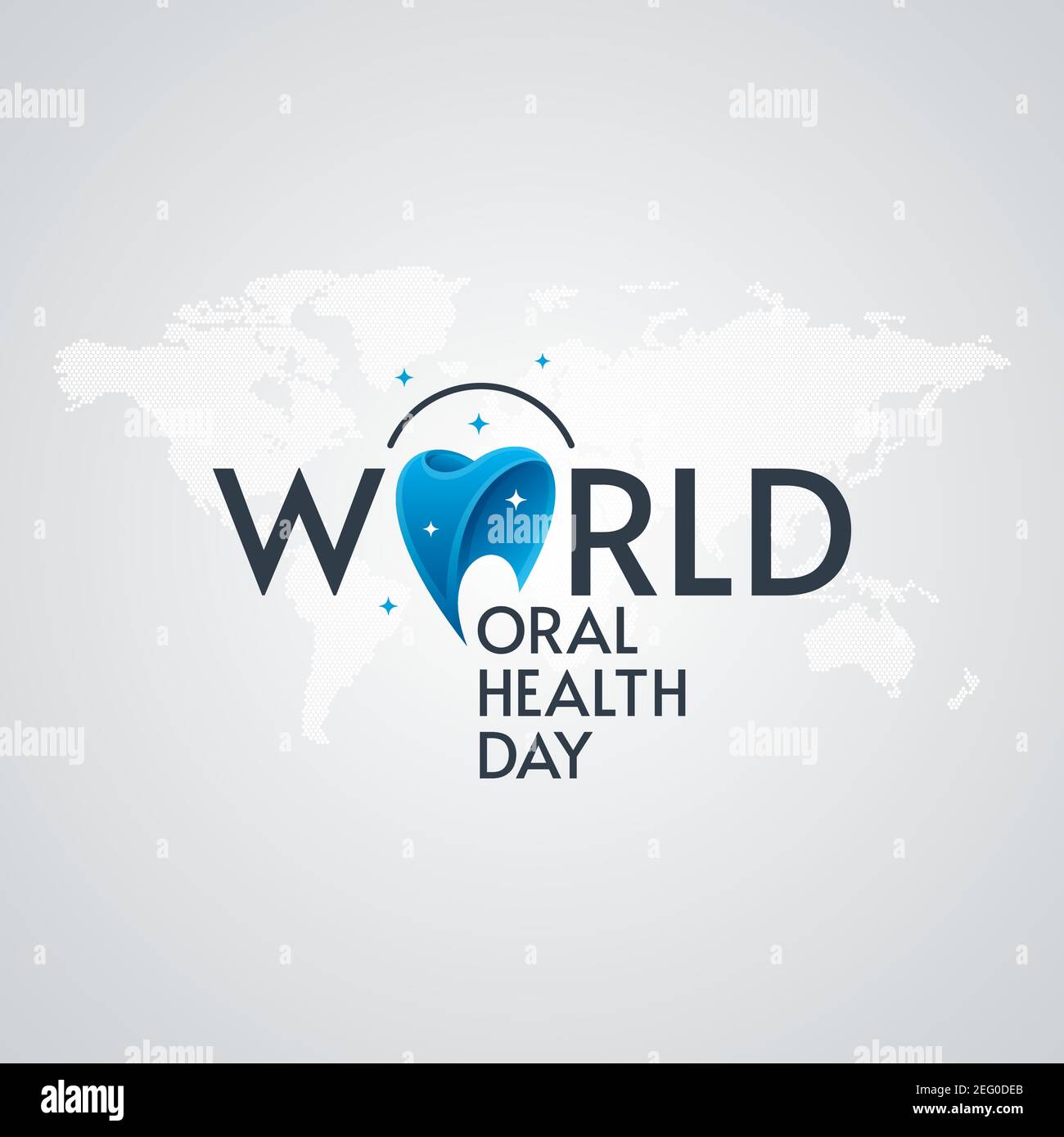 World Oral Health Day typographic lettering with world map on white ...
