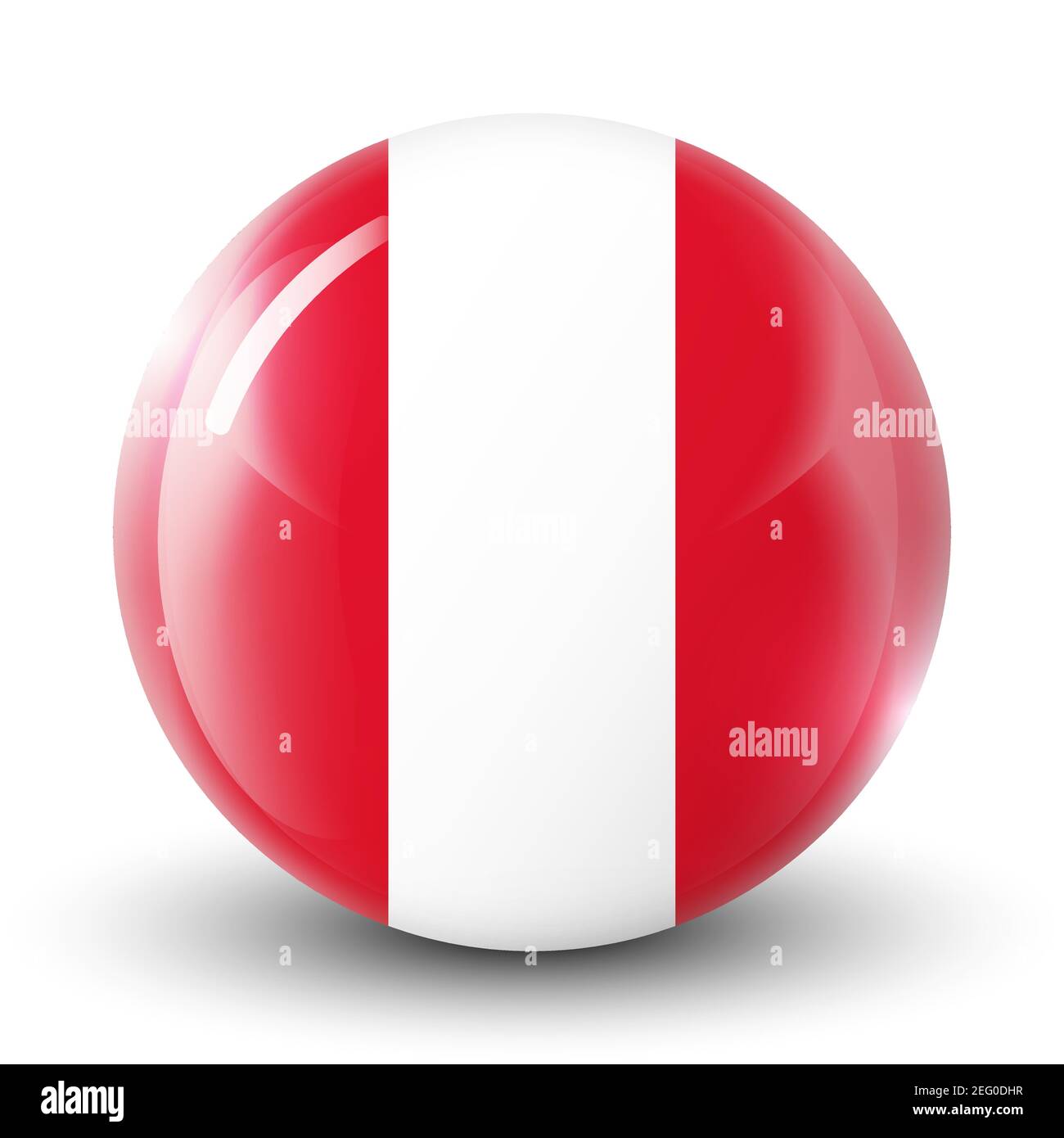 Glass light ball with flag of Peru. Round sphere, template icon ...