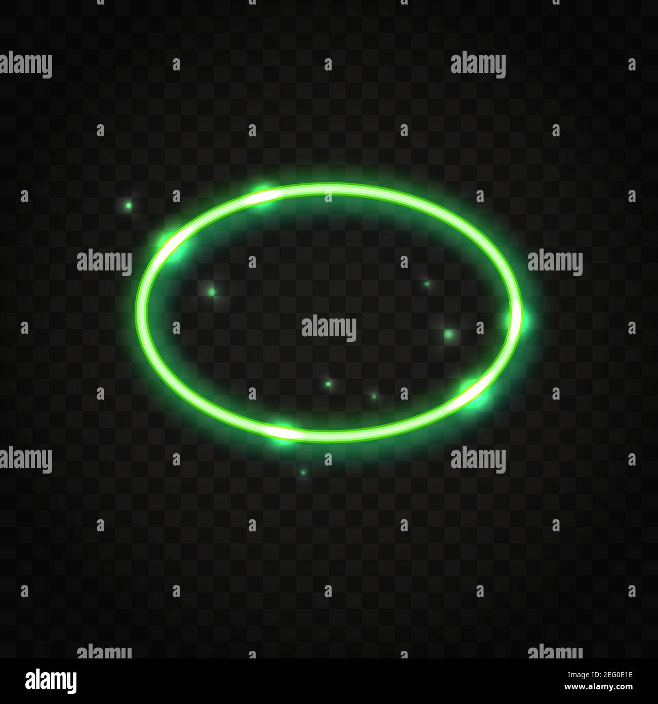 Neon green oval frame with space for text. Abstract electric light ...