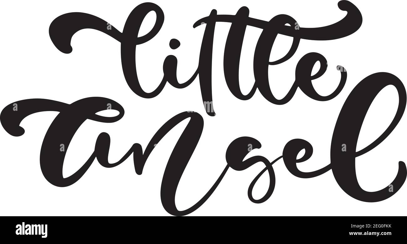 Little angel vector calligraphy lettering baby text. Hand drawn modern ...
