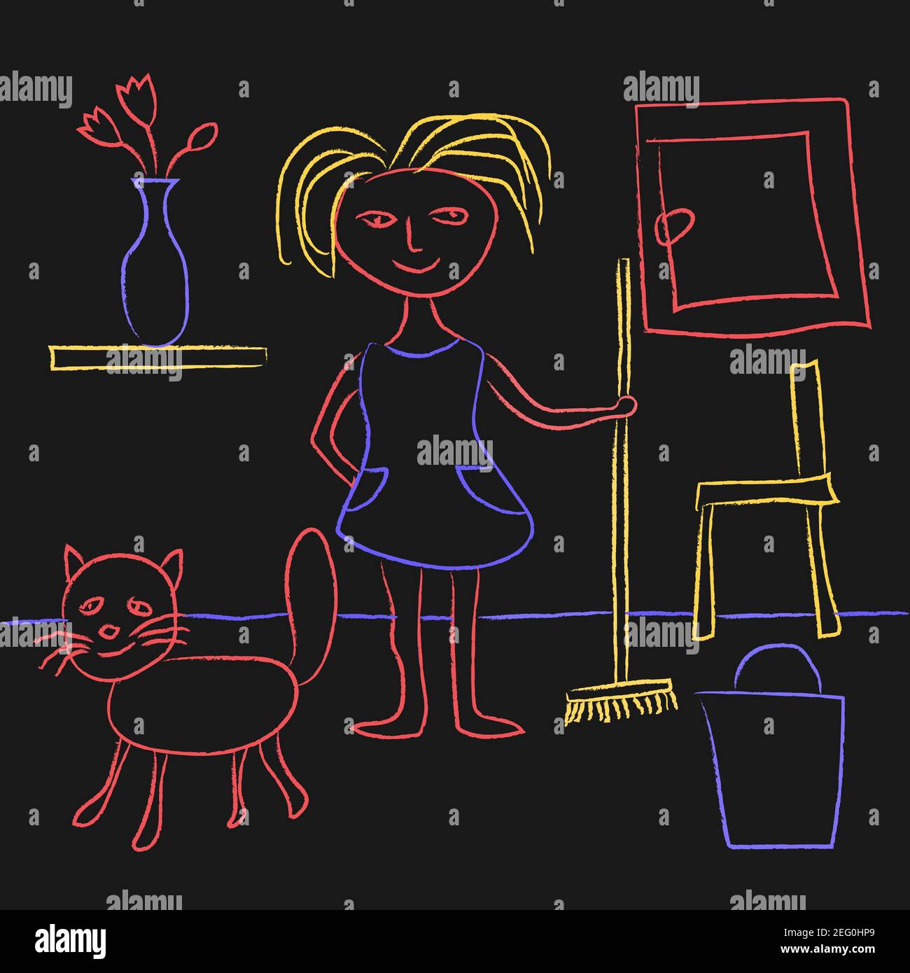 Children clean up drawing hi-res stock photography and images - Alamy