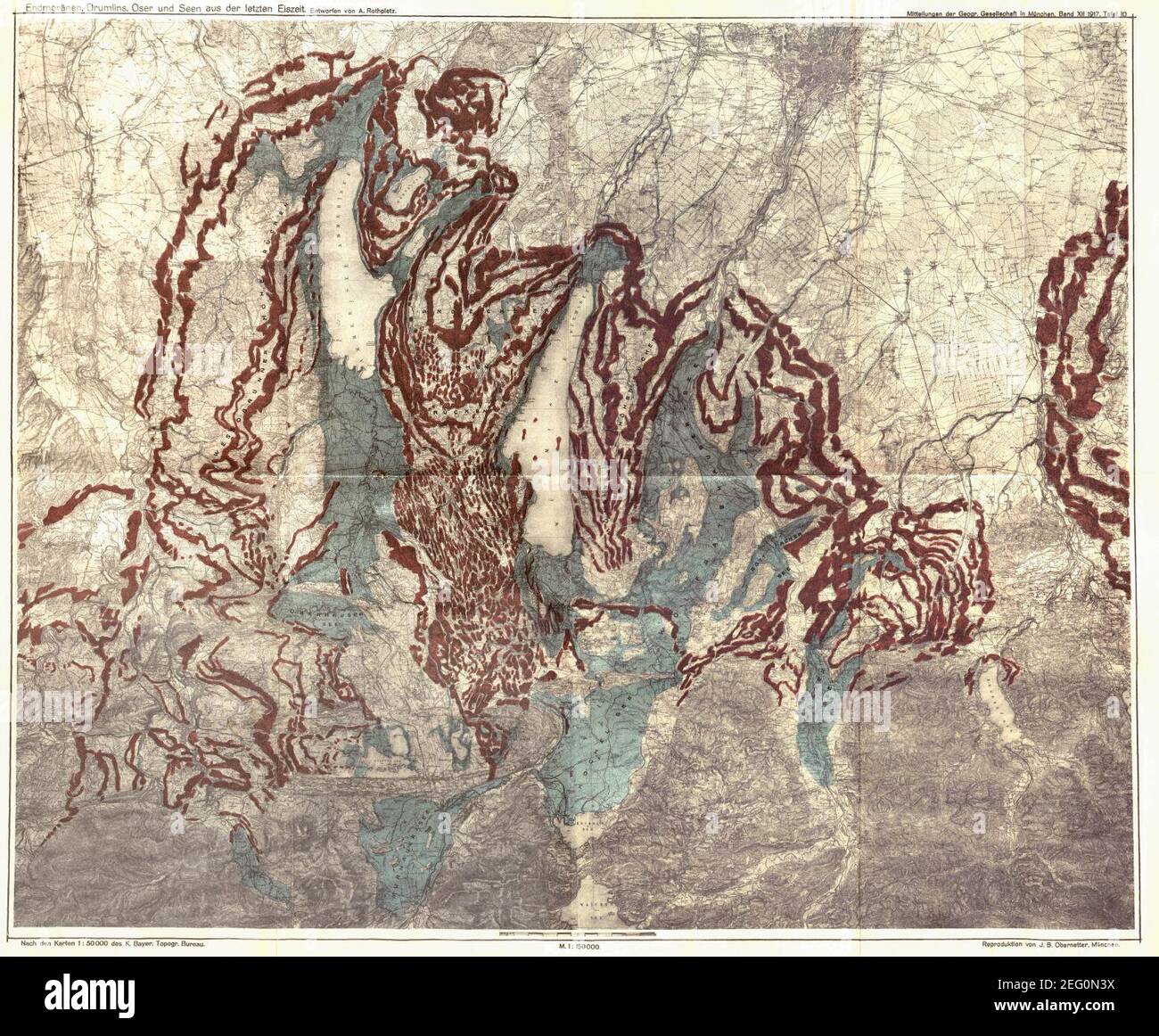 Osterseen and Isar-Vorlandgletscher Map Stock Photo - Alamy