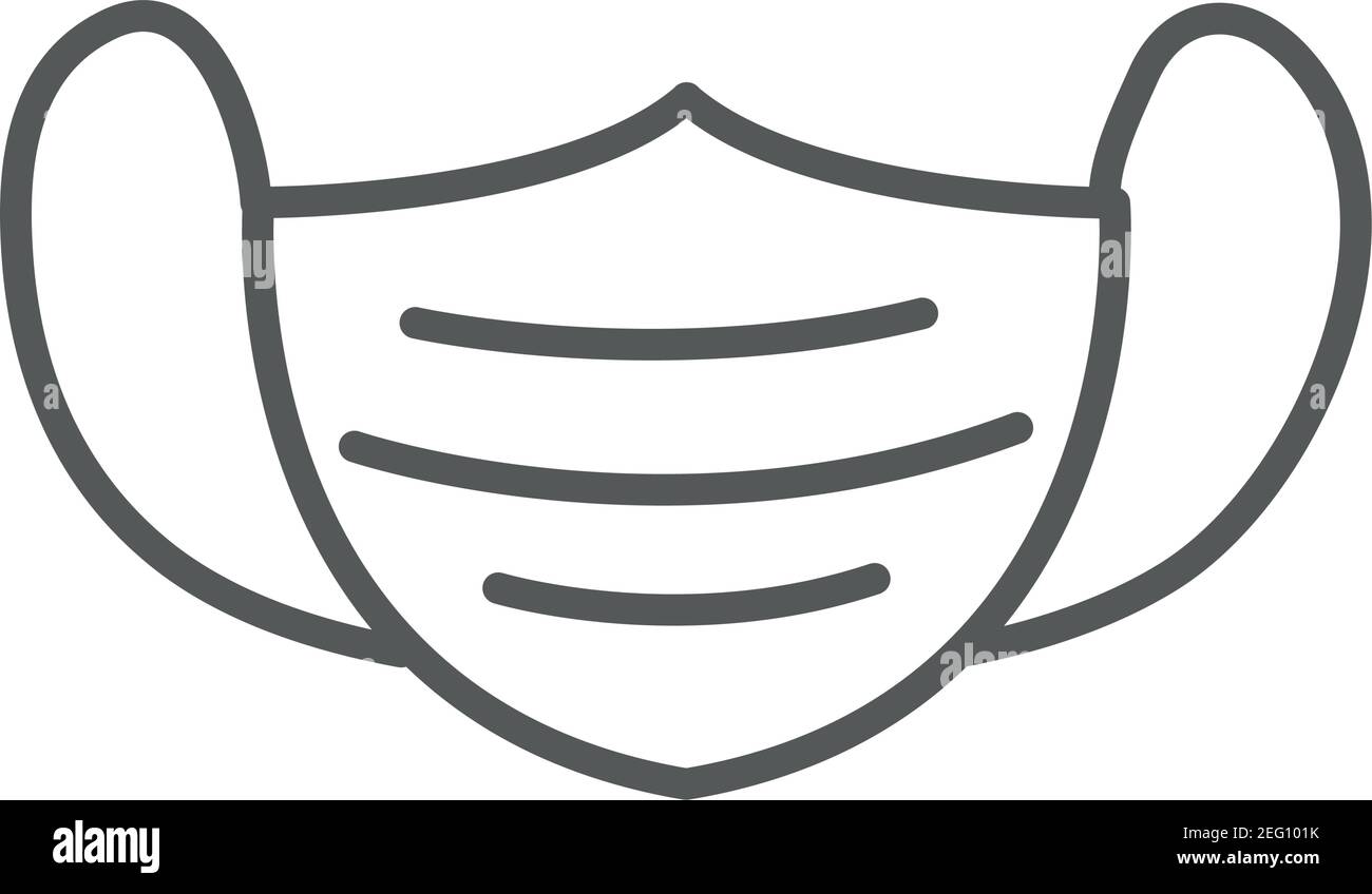 medical face mask protection vector illustration line icon white ...