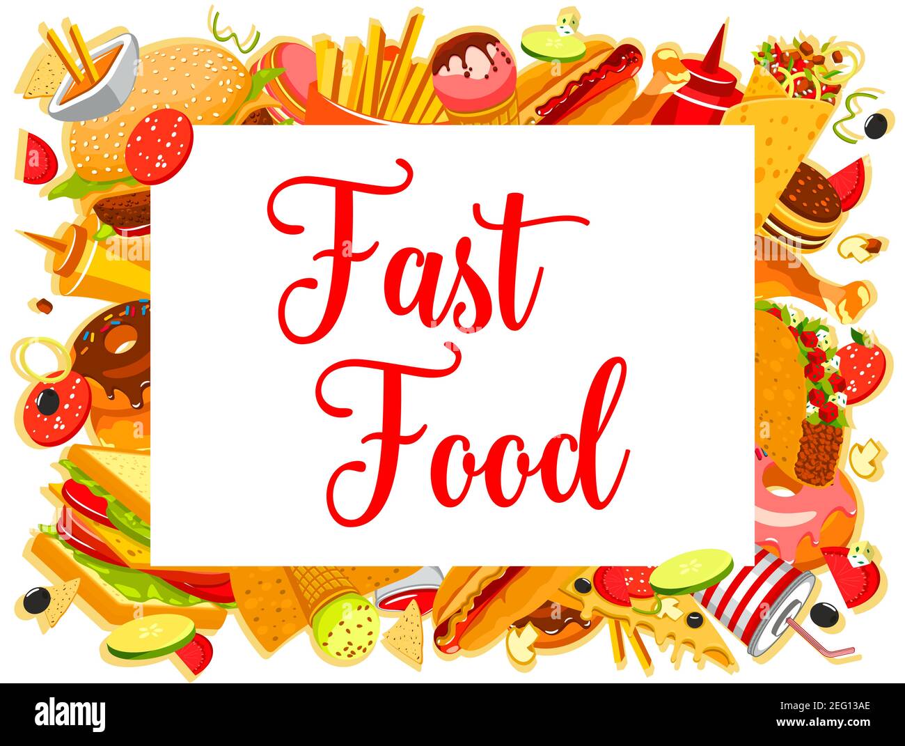 Fast food restaurant burger and drink poster for menu cover design ...