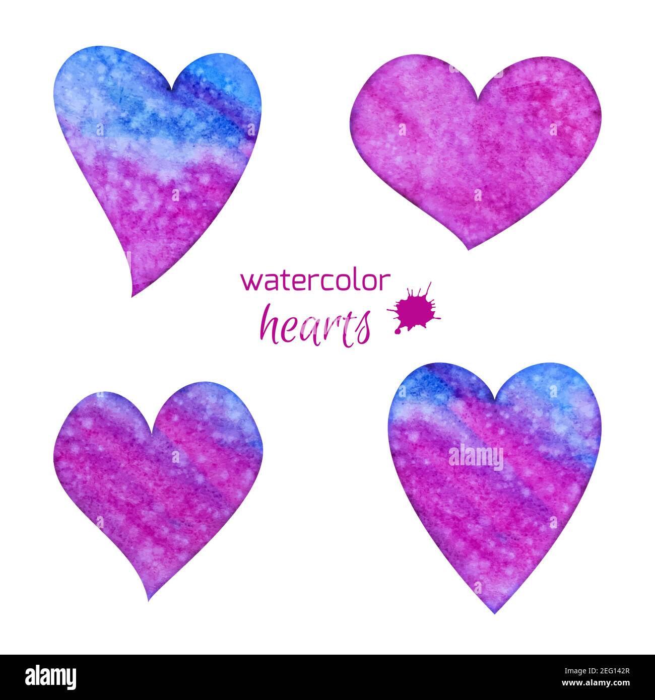 Set of watercolor heart shapes isolated on white Stock Vector Image ...