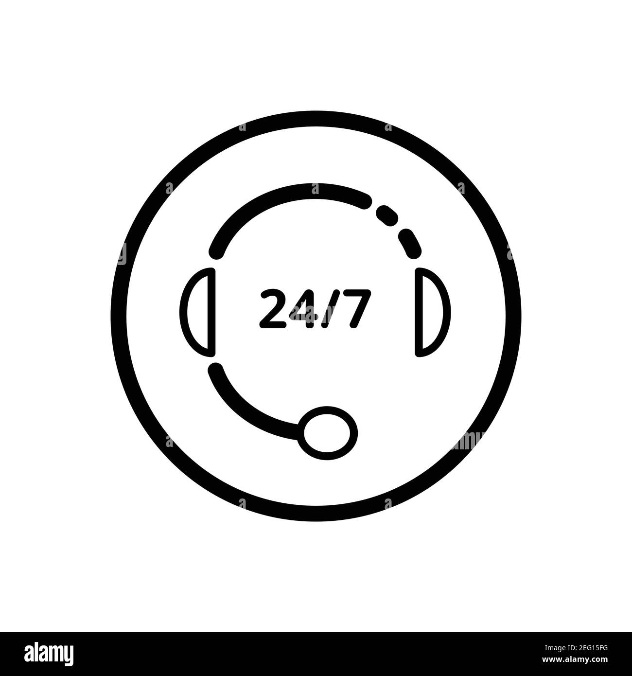 Call center. Headphone. 24 7 phone assistant. Commerce outline icon in ...