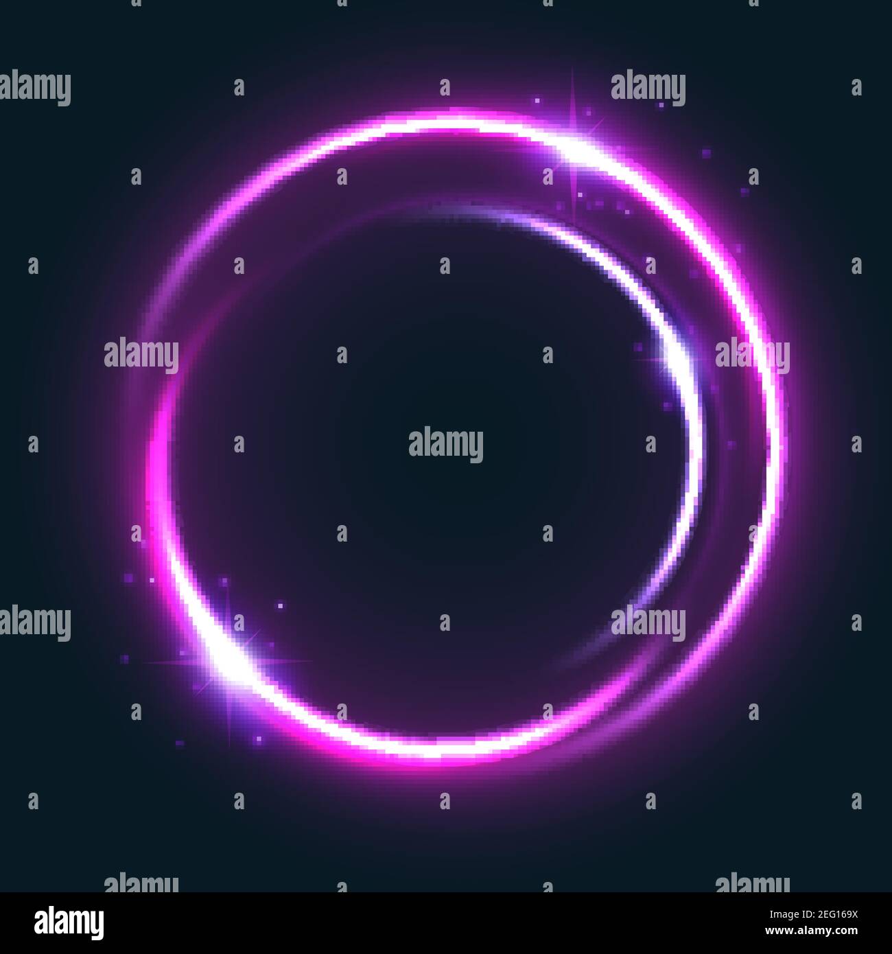 Glowing circle light effect with sparkling star. Shining round frame of ...