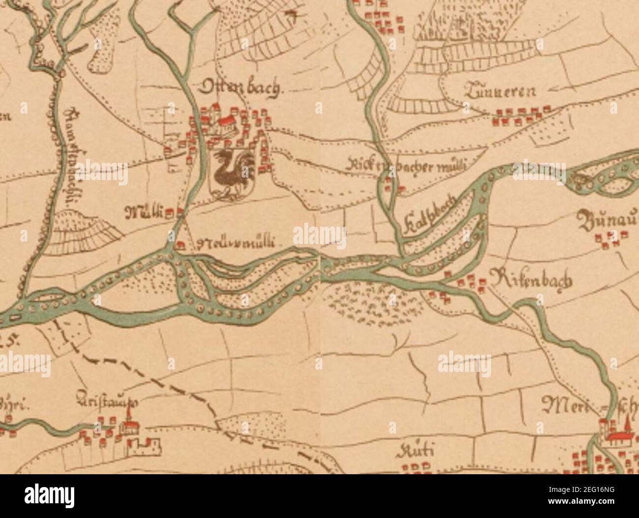 Ottenbach Gygerkarte 1667 Blatt 46 47 Stock Photo - Alamy