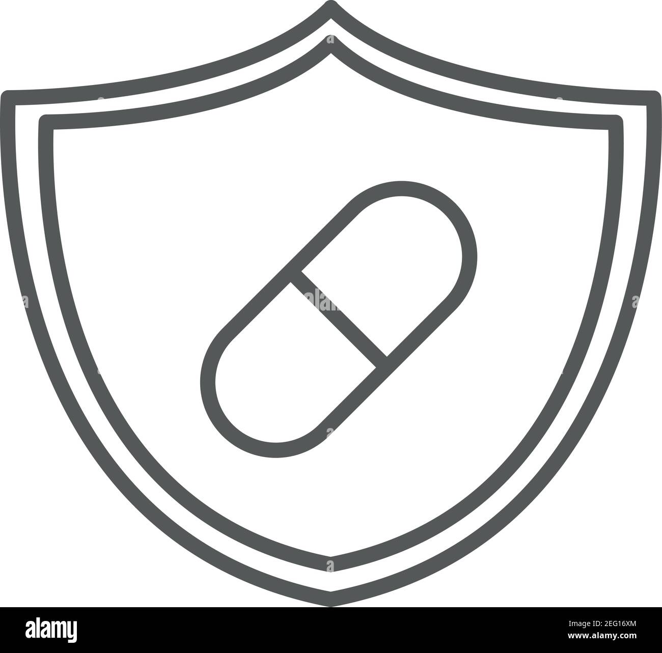 medical medication capsule shield protection vector illustration line ...