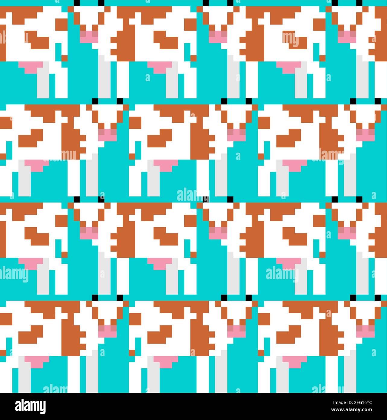 Cow pixel art pattern seamless. 8 bit farm animal backgroundn. vector ornament Stock Vector ...