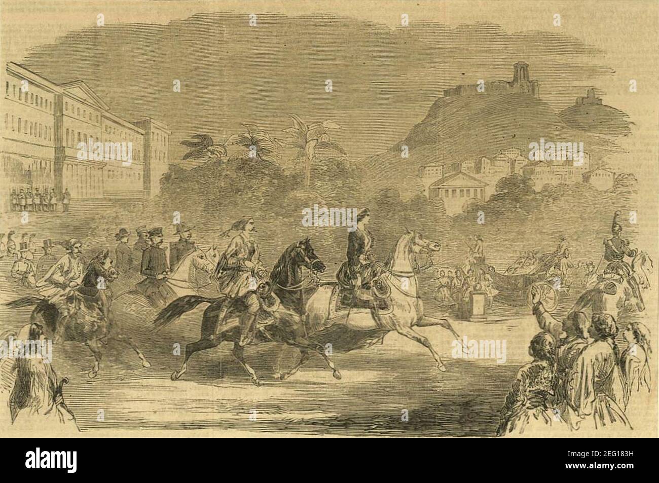 Otto and Amalia of Greece on a ride through Athens Stock Photo - Alamy