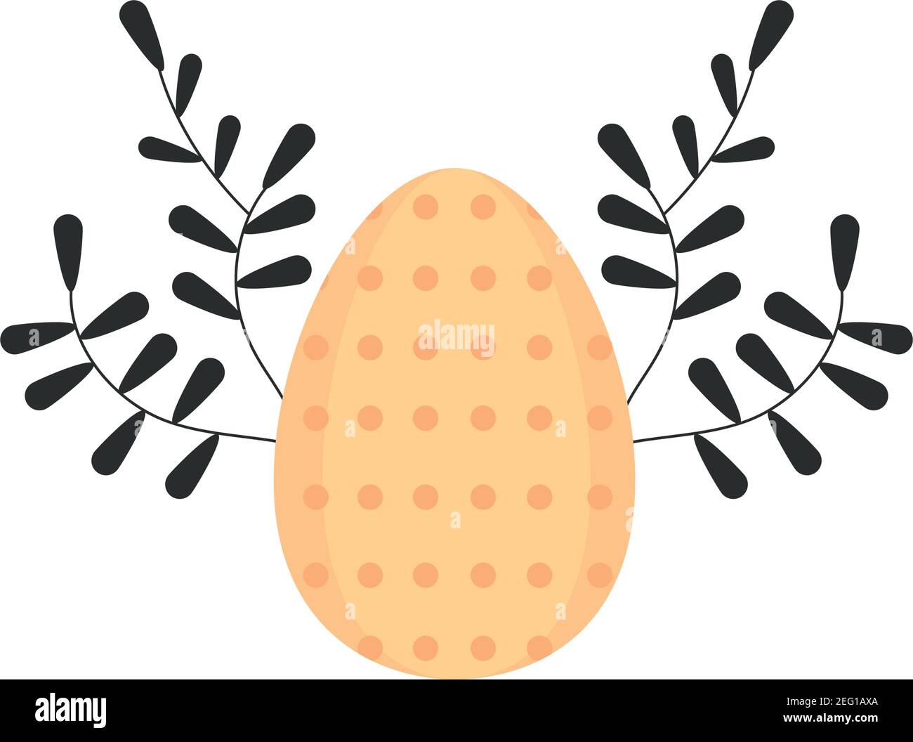 happy easter dotted egg leaves decoration vector illustration white ...
