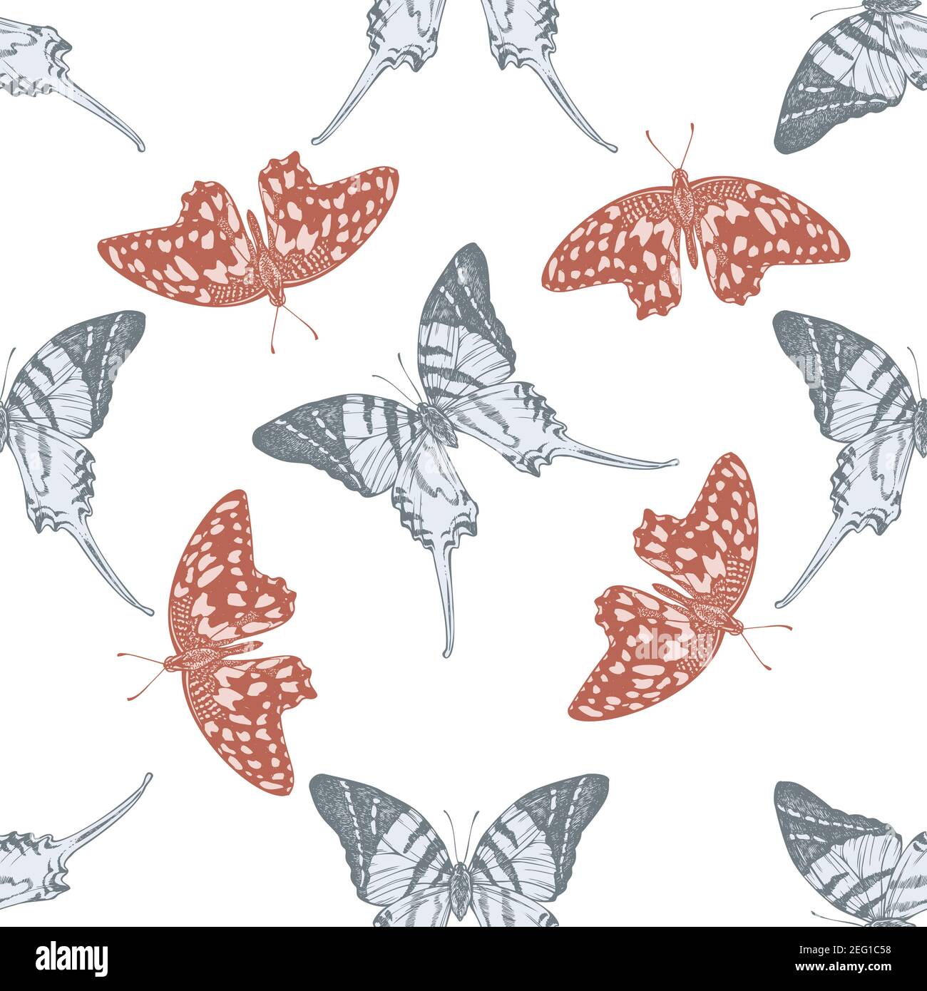 Seamless pattern with hand drawn pastel giant swordtail, lemon ...
