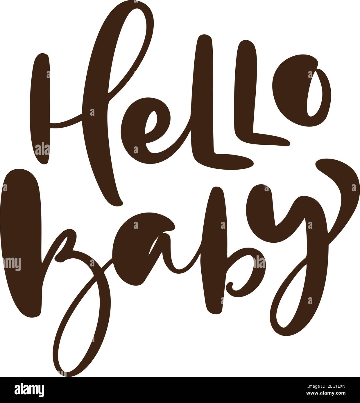 Hello Baby vector handwritten calligraphy lettering text. Kids hand ...