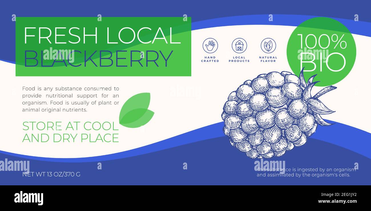 Fresh Local Fruits and Berries Label Template. Abstract Vector ...