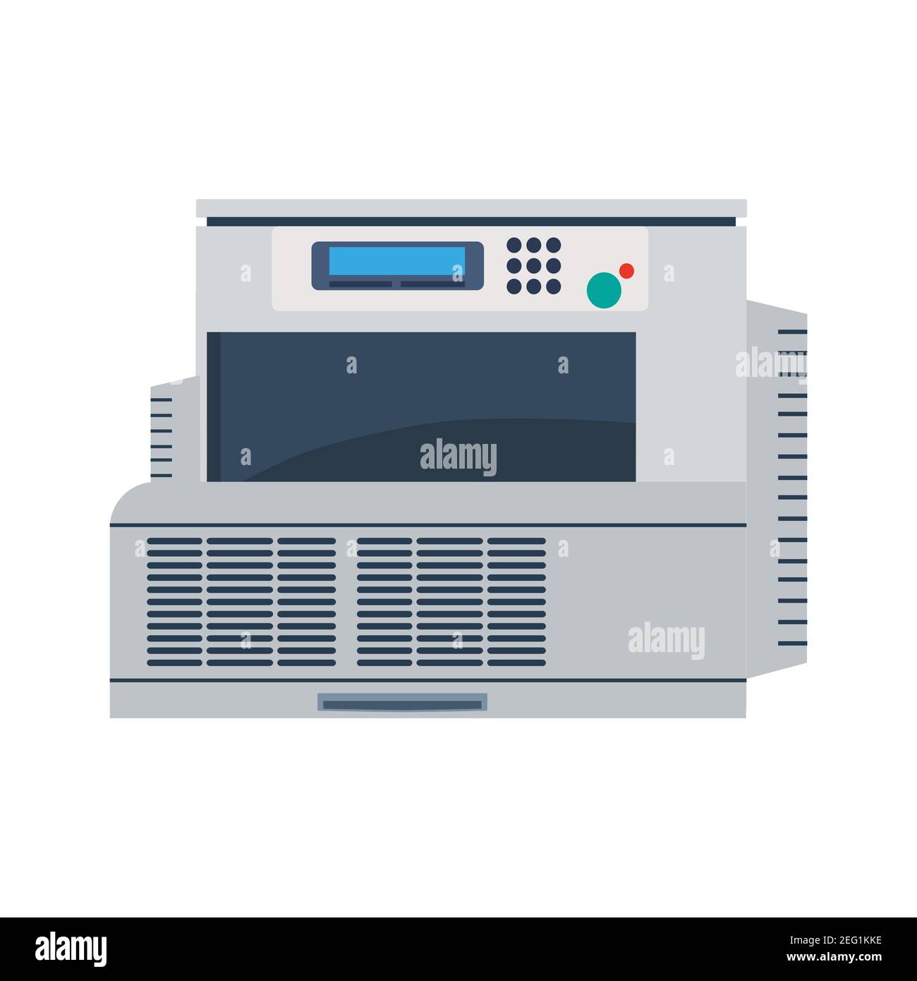 Office printer technology vector illustration. Computer printer paper ...