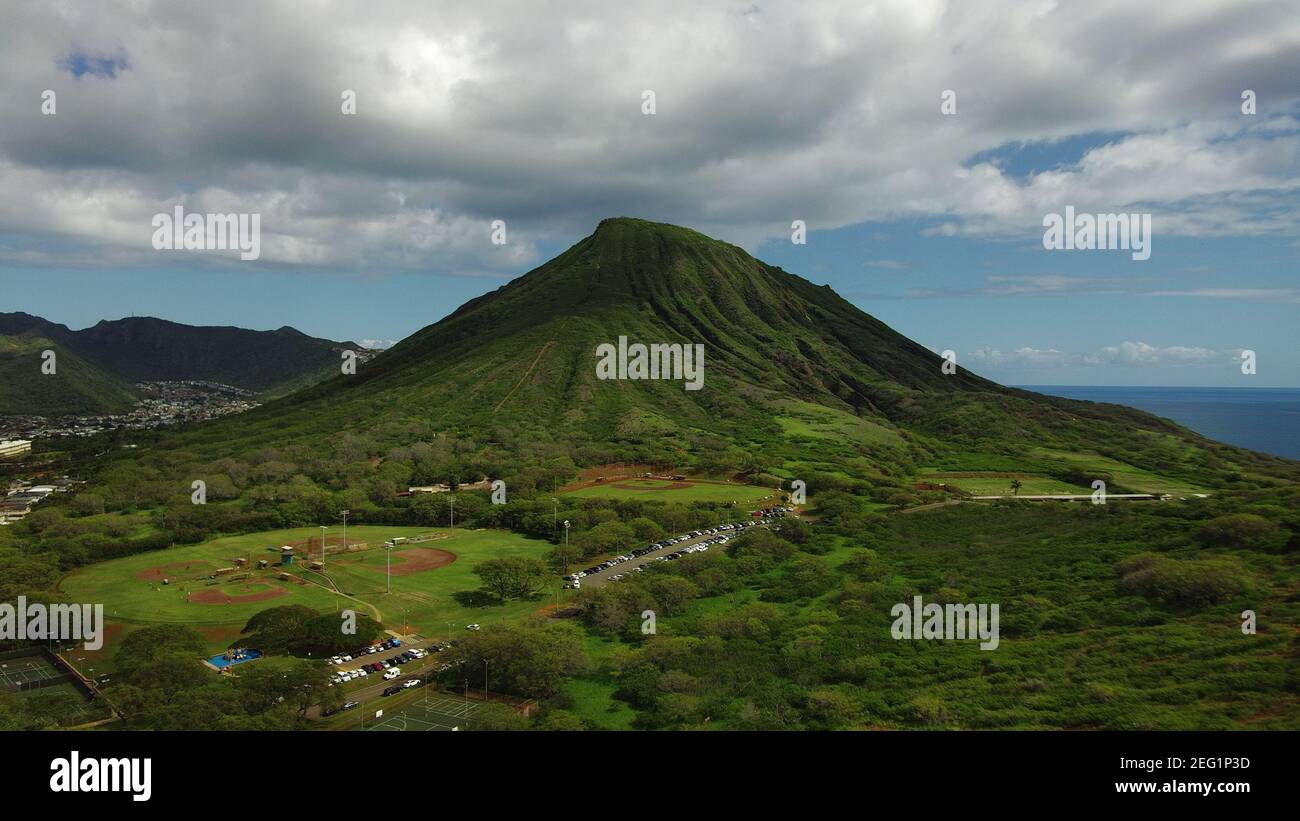 Arial drone photo of Koko Crater and Koko Head District Park on the ...