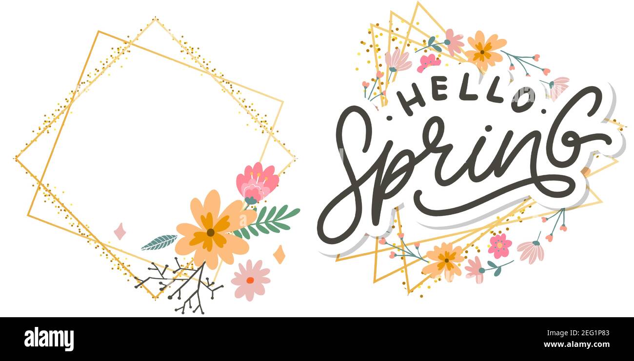 Hello Spring Flowers Text Background Stock Vector Image & Art - Alamy