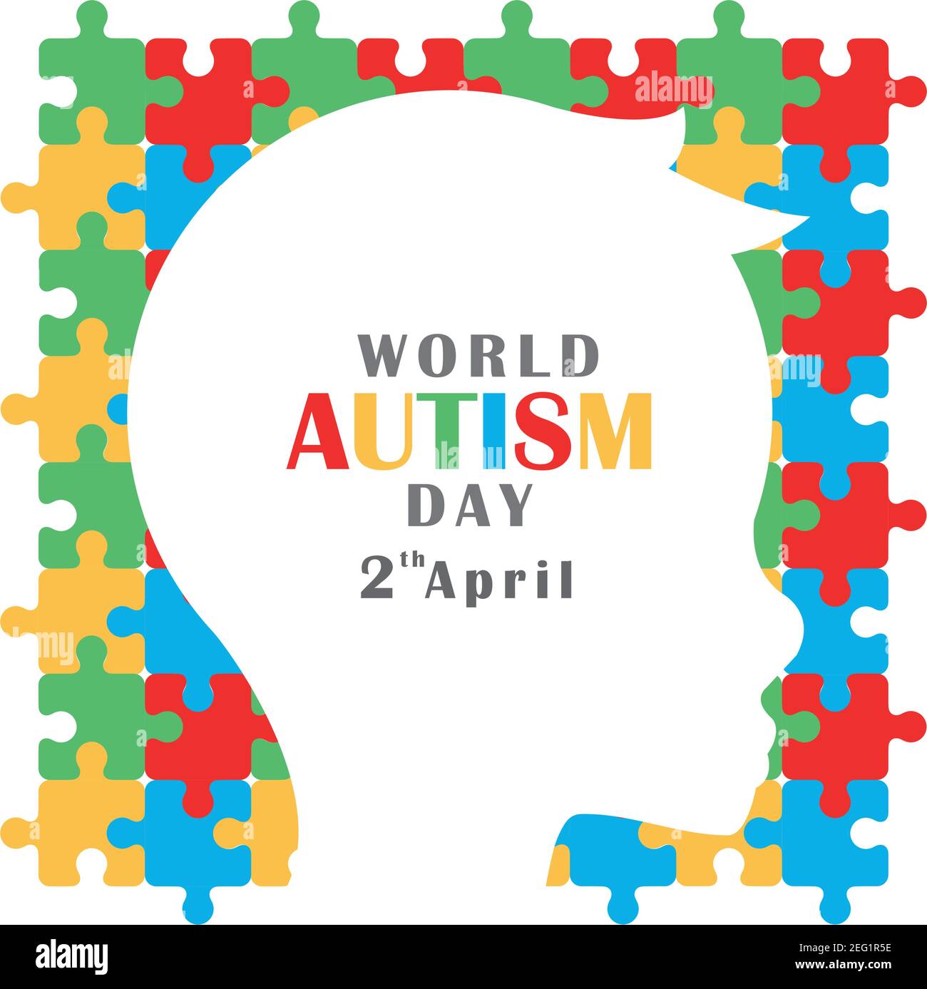 autism awareness day silhouette head child puzzles background vector ...