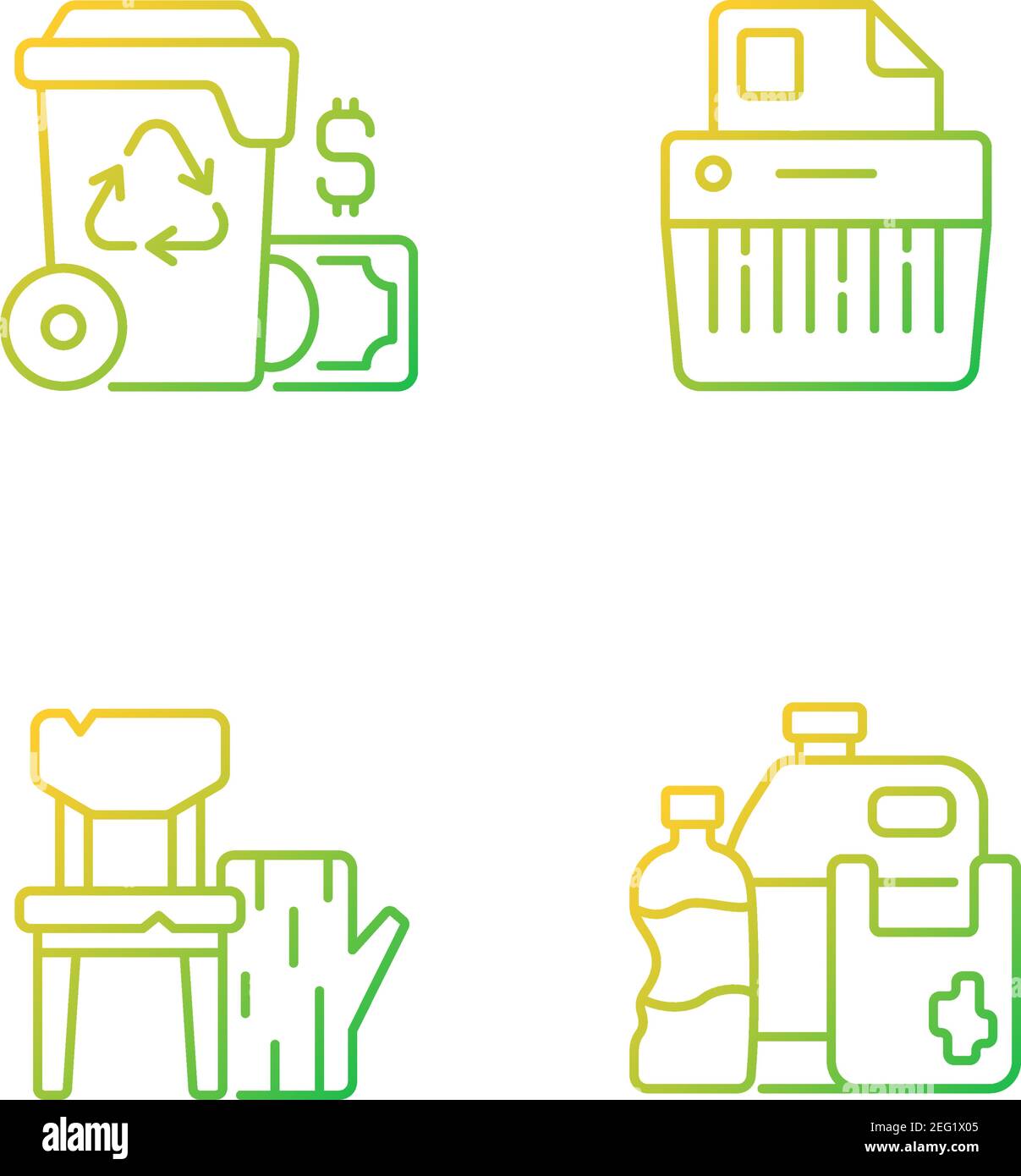 Managing waste gradient linear vector icons set Stock Vector Image ...