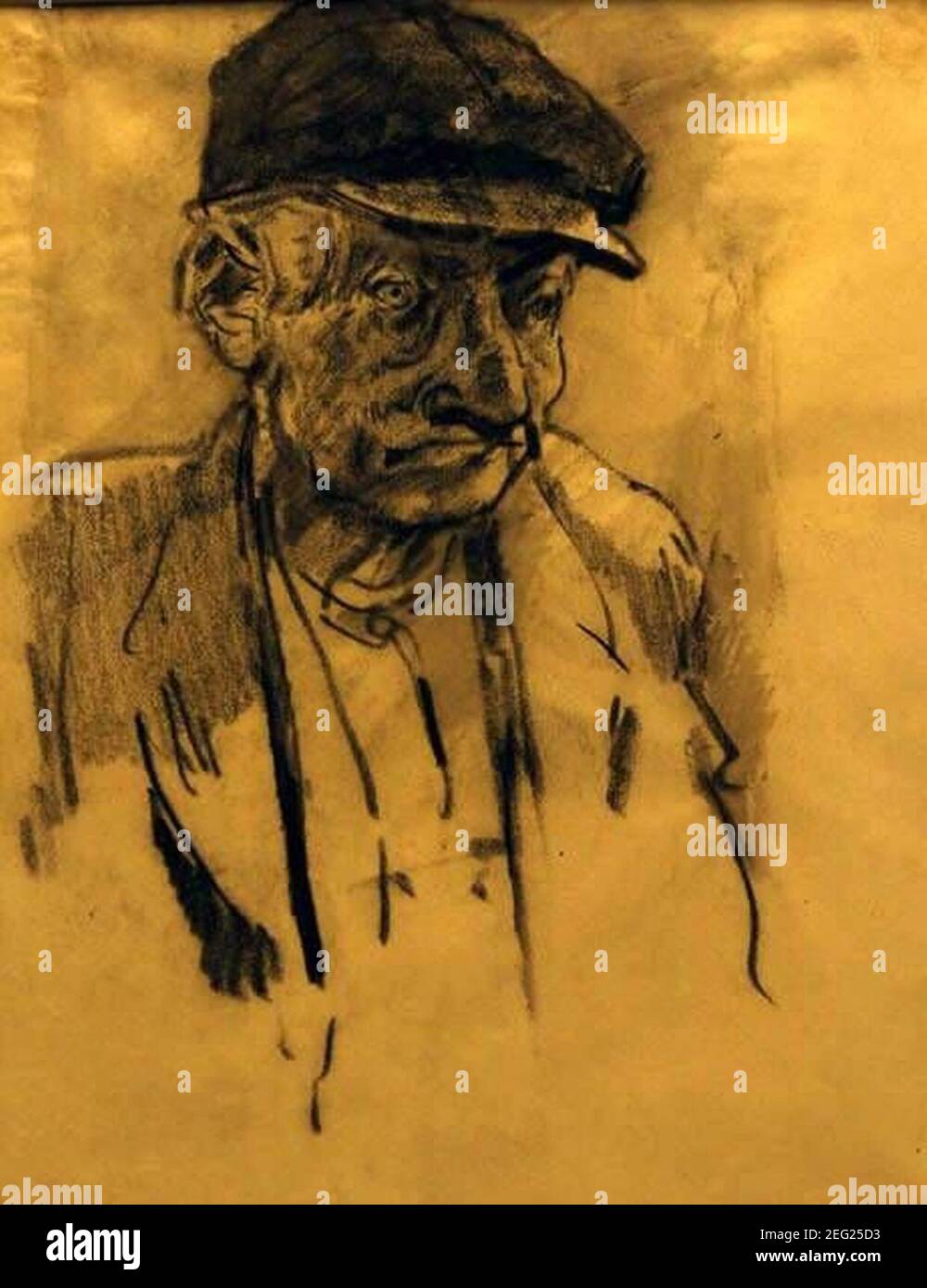 Oude boer met pet Stock Photo - Alamy