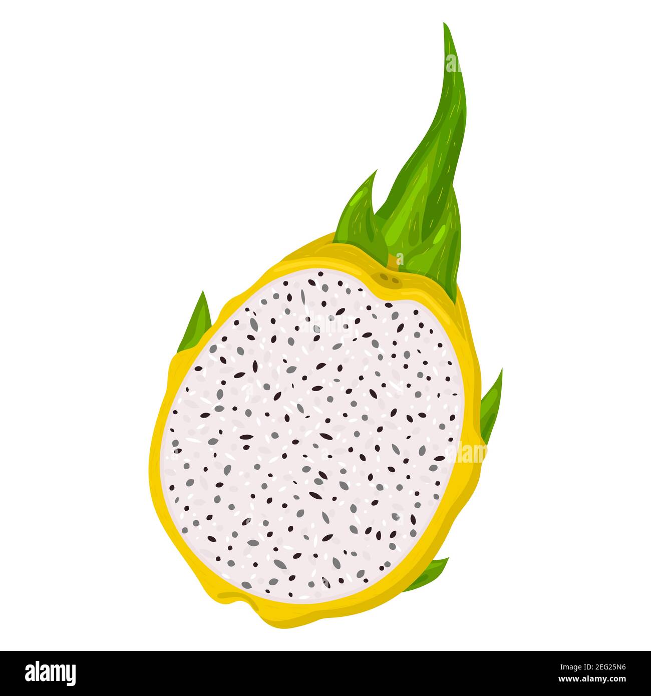 Fresh half cut yellow pitaya fruits isolated on white background ...