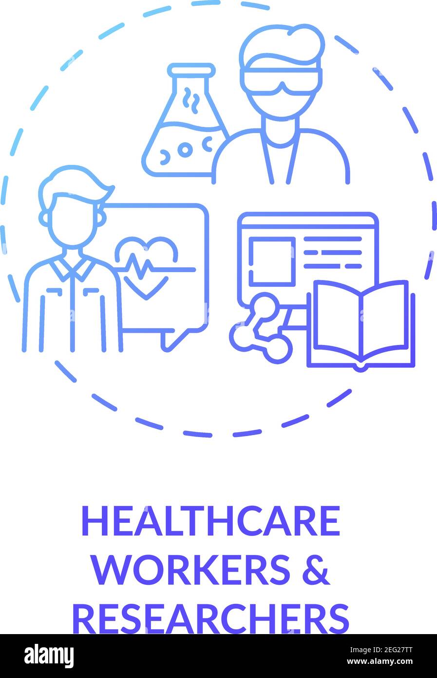 Healthcare workers and researchers concept icon Stock Vector Image ...
