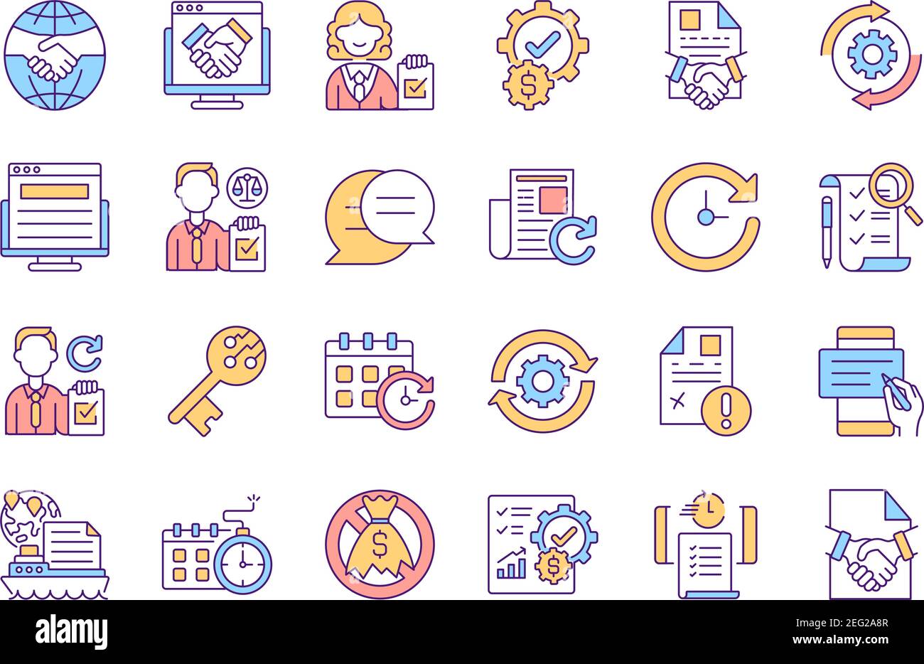 Contract management RGB color icons set Stock Vector Image & Art - Alamy